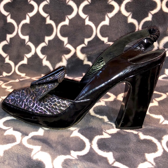Peter Fox | Shoes | Vintage Peter Fox Leather Slingback Peep Toe Heels ...